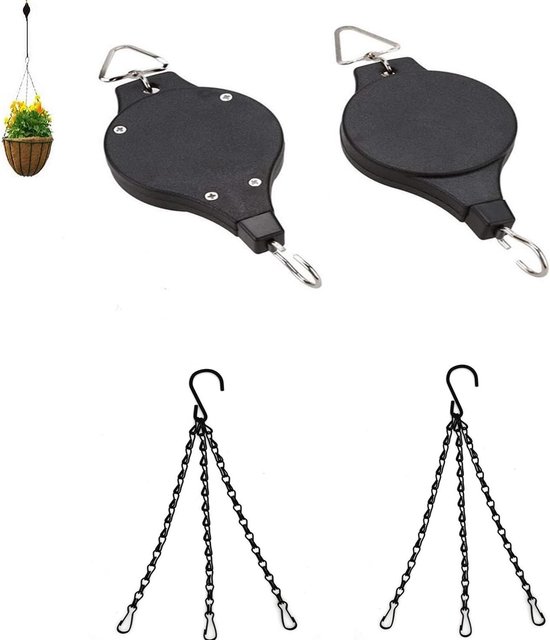 Plantenhanger zwarte hangende mand ketting intrekbare katrol-hanger ...