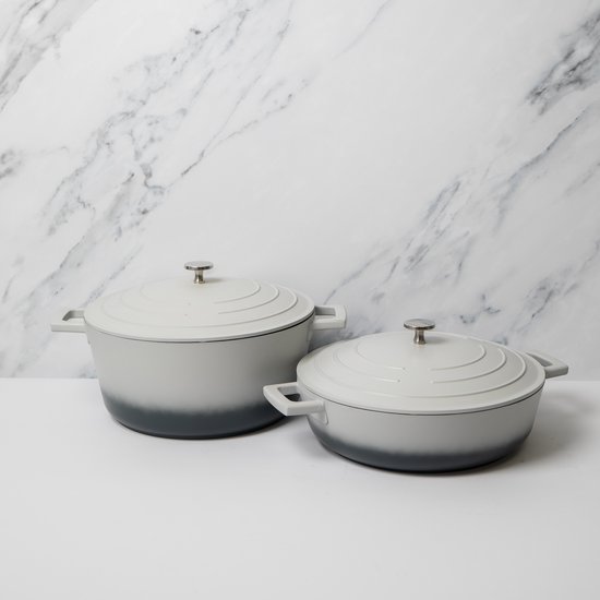 MasterClass Set ondiepe braadpannen van gegoten aluminium in ...