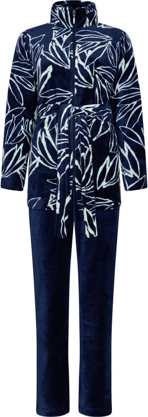Huispak Dames Fleece - Donkerblauw - Warm winter 2-delig pyjama pak ...