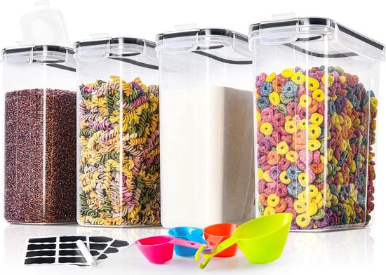 4L Voorraaddozen - Opbergdoos Keuken - Luchtdicht Plastic - Deksel ...