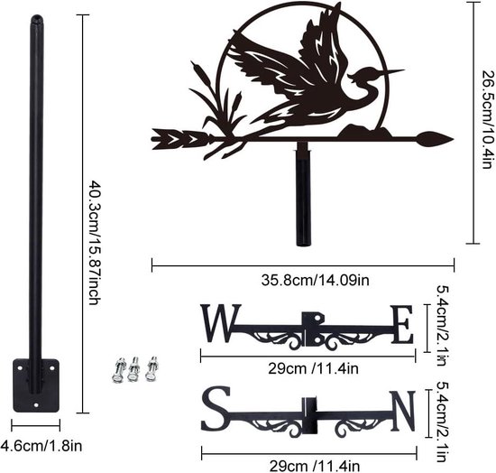 Weathercock Windwijzer voor Dak - Metalen Windrichting Indicatoren ...