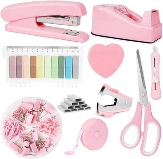 Bureau-accessoireset 10-Delige Set - Roze - Complete bureau ...