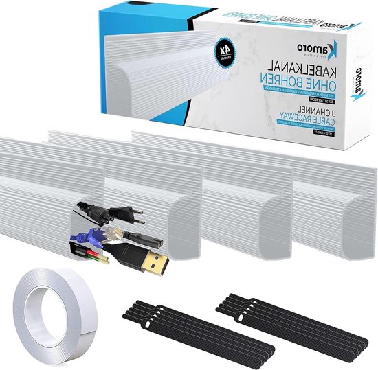 Zelfklevende set kabelgoot 4 kabelslangen J-design 300 cm plakband 10 ...