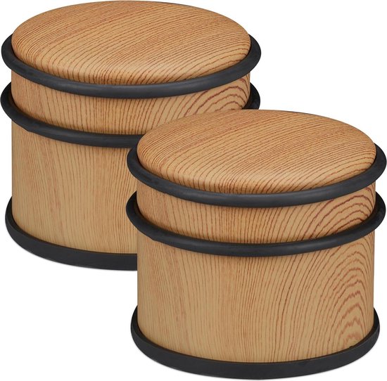 Set van 2 Zware Deurstopper - Ramen Roestvrij Staal Rubber Houtlook - Ø ...