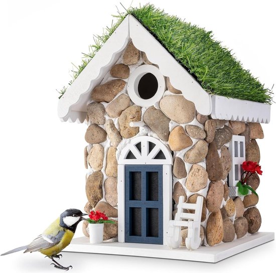 Nesting Box Stone House for Birds | Decorative Hanging Birdhouse Garden ...