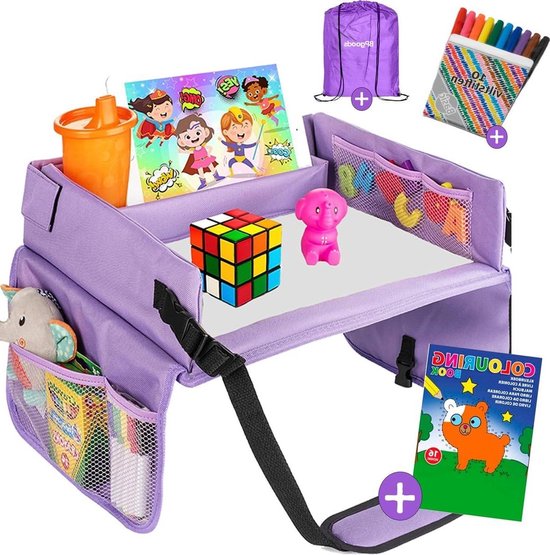 Travel table for children - Tablet holder - Car table organizer - Play ...