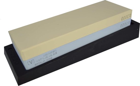 Double-Sided Sharpening Stone Grit 3000-1000 with Angled Rubber Holder ...
