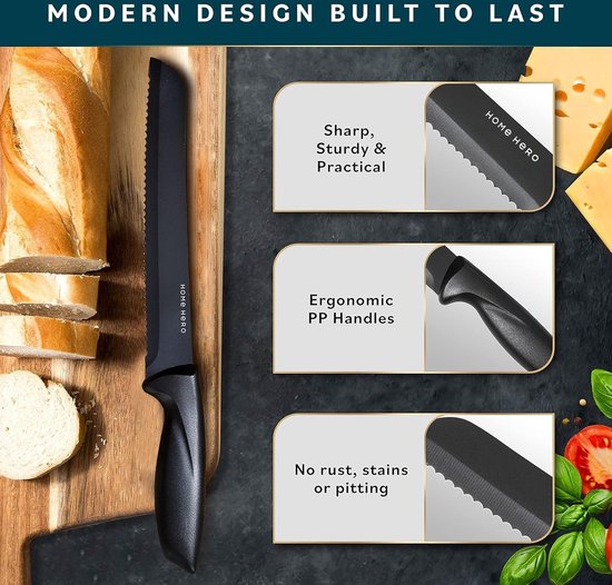 17 Piece Kitchen Knife Set with Acrylic Block - Professional Stainless ...