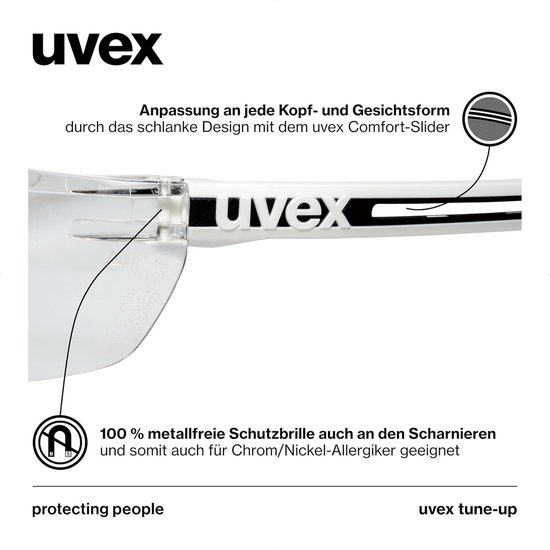 Veiligheidsbril met Uvex tune-up - supravision excellence - transparant wit-antraciet | bol