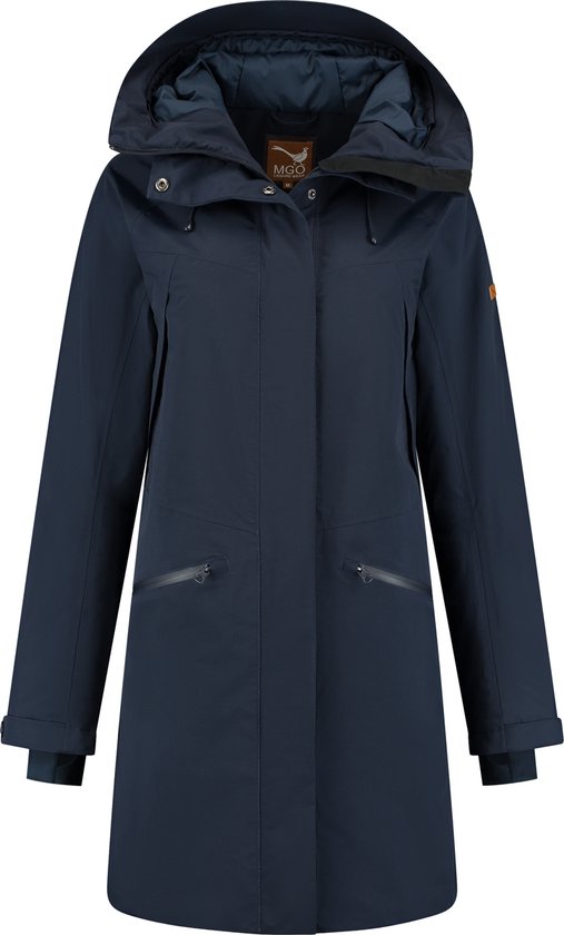 MGO Dominique - Waterdichte dames jas - Rits met overslag en drukknopen - Marineblauw | bol