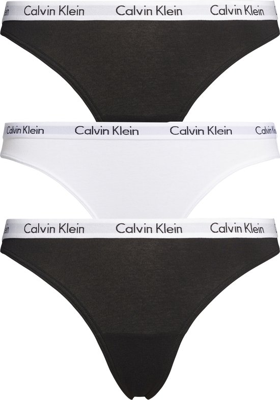 Calvin Klein 3-pack String Dames - Zwart, Wit - Maat M | bol