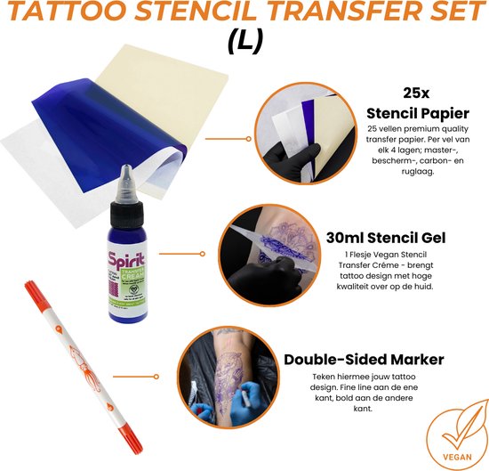 Tattoo Spirit Stencil Papier Transfer Set (L) - 25x Stencil Papier ...