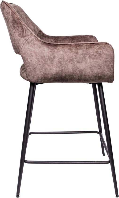 PTMD Fal LOW Velvet Brown bar stool black metal leg | bol