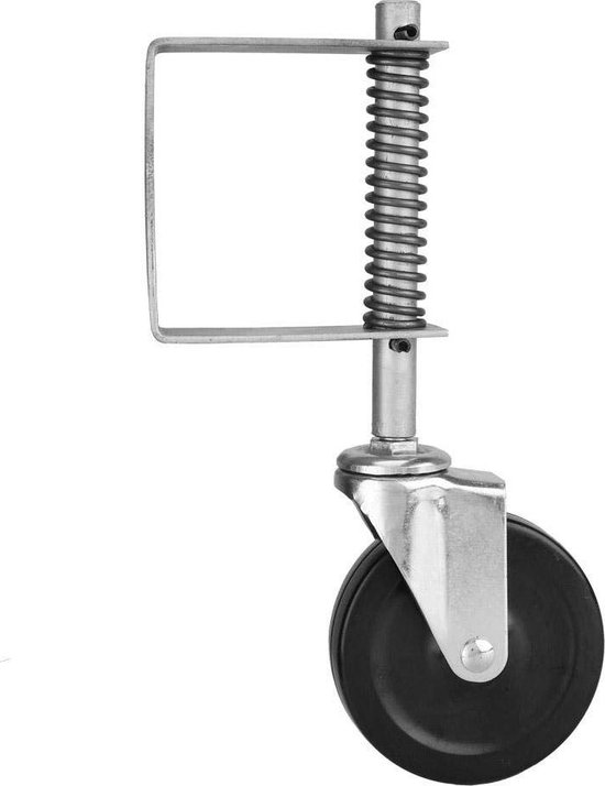 Rubber Heavy Duty 4 Inch Gate Wheel Spring Loaded Castor - 220lbs load ...