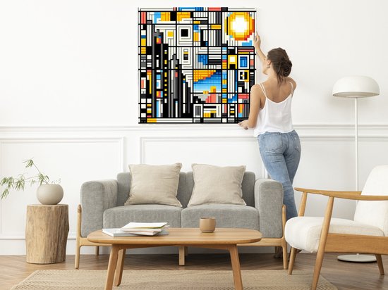 Pixel art mondriaan schilderij | Pixelated geometric masterpiece ...