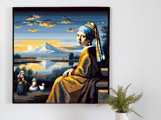 Pixel art vermeer schilderij | Vermeer's meesterwerk tot leven gebracht ...