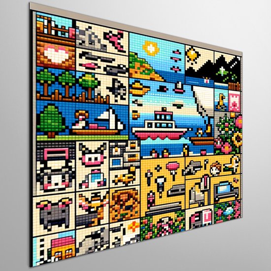 Pixel art relief schilderij | Reliëf van digitale pixels: een kunstwerk ...