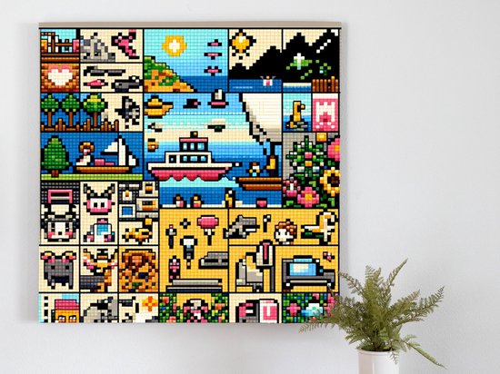 Pixel art relief schilderij | Reliëf van digitale pixels: een kunstwerk ...