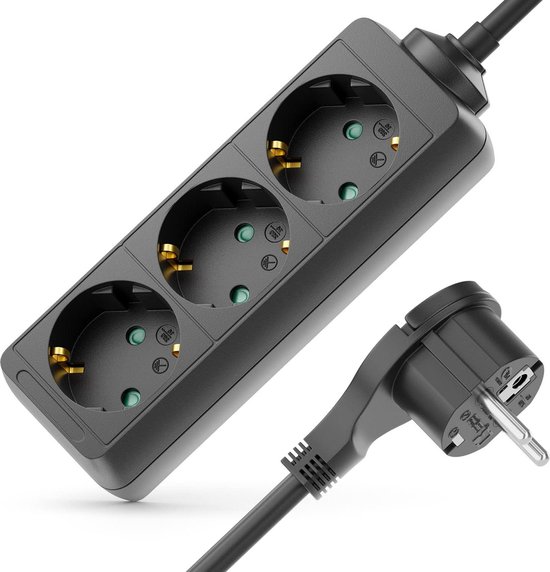 Stekkerdoos Verlengdoos met 3 Compartimenten Platte Stekker Gebruik ...