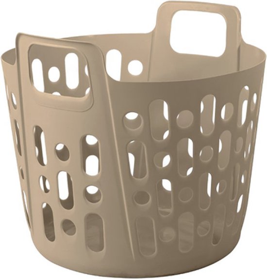Flexibele wasmand - beige - 35 liter - kunststof - 39 x 41 x 36 cm | bol