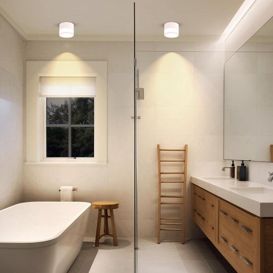 Badkamer lamp IP65 Plafondlamp Opbouw wit Mat LED 12W 3000K Warm Wit ...