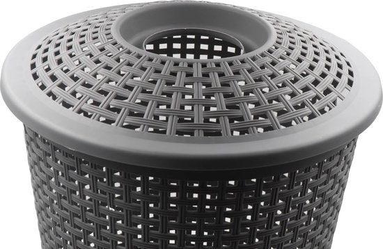 Wasmand met Deksel en Rotanlook - Rond en Functionaliteit in Badkamer | bol