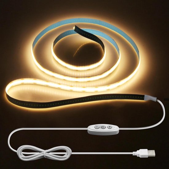 Led strip 3000 K COB warmwit USB dimbaar 320 leds/m 5 V voor... | bol