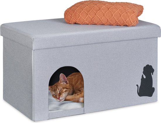 kattenmand poef - opvouwbaar - tot 100 kg - met kussen - voor binnen | bol