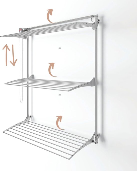 Intrekbaar Wandwasrek voor Binnen en Buiten - Verticaal Droogrek 108 x ...