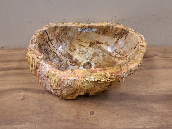 Waskom van versteend hout - 48x32x15cm - FL22757 | bol