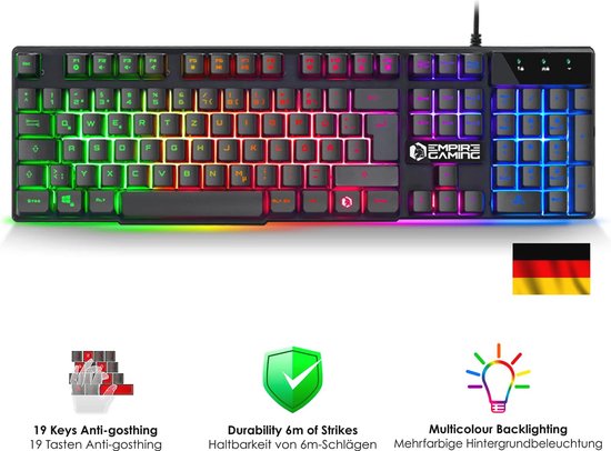3-in-1 Gaming Toetsenbord en Muis Set - QWERTZ Duits met RGB ...