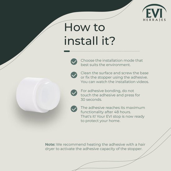 Deurstopper 28-x-28 mm wit rubber roestvrij staal - inclusief pluggen ...