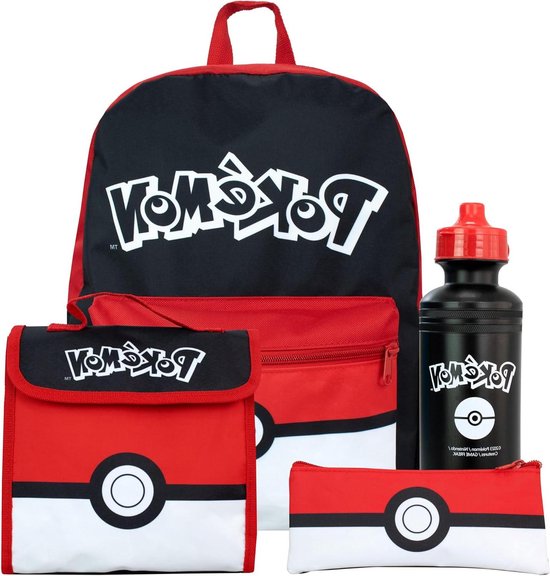 4-delige Pokémon Schooltas Set - Kinderrugzak Lunchtas Etui Waterfles | bol