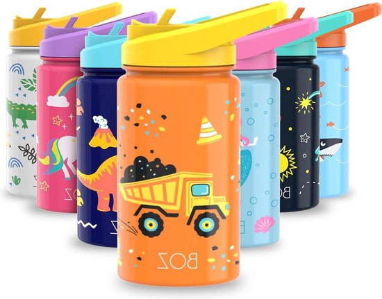Geïsoleerde Kinderwaterfles met Rietje Deksel - Roestvrij Staal ...
