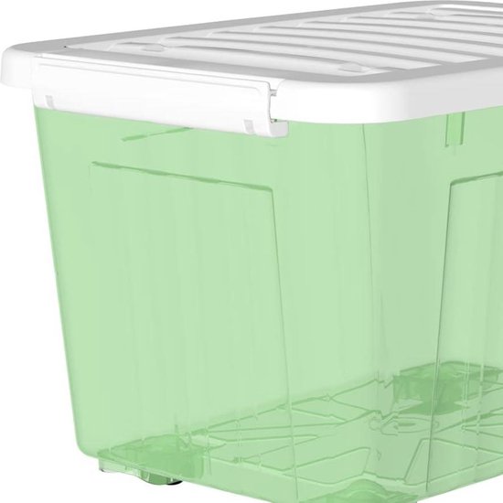 80L x 3 opbergdozen met wielen - plastic opbergdoos met deksel ...