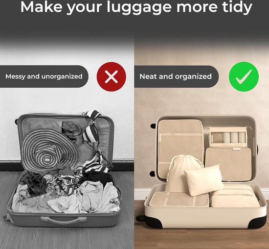 8-Piece Beige Packing Cubes Set - Ultimate Suitcase Organizer and ...