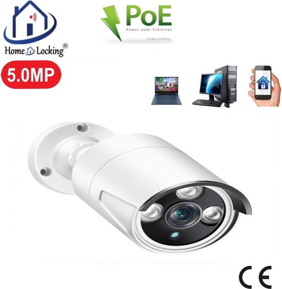 Home-Locking POE IP-camera bullet met bewegingsdetectie 5.0MP. C-1258 | bol