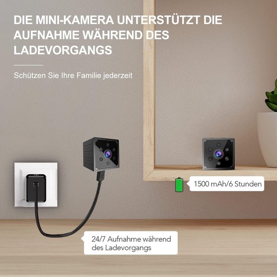 Spy Camera 1080p HD mini WLAN-bewakingscamera - binnen met live ...