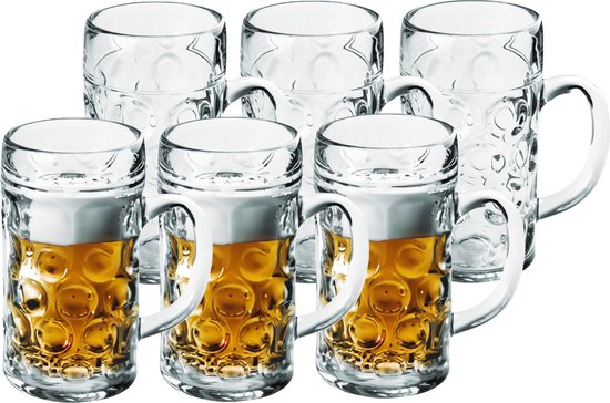6x Bierpullen/bierglazen halve liter/50 cl/500 ml van onbreekbaar kunststof - 0,5... | bol