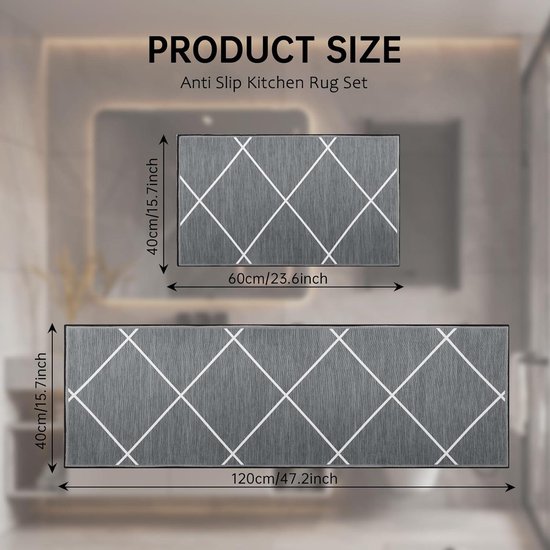 Antislip keukenmat set - Wasbare moderne matten en tapijten voor hal ...