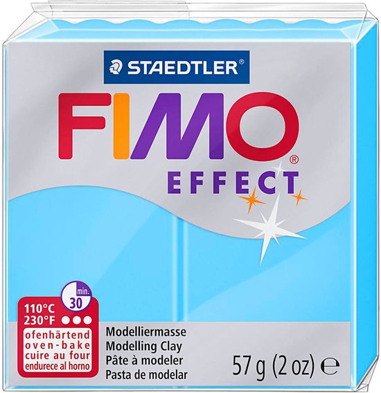 FIMO effect ovenhardende boetseerklei standaard blokje 57 g - neon blauw | bol