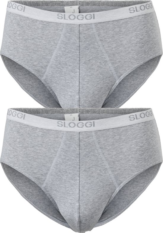 sloggi men Basic Heren Midi slip - 2-pack - Grey Marle - Maat M | bol