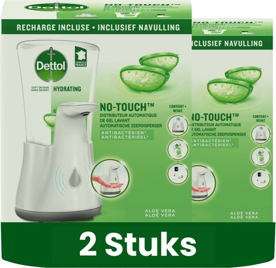 Dettol - No-Touch - Automatische Zeepdispenser - Zilver incl Aloë Vera Navulling - 250... | bol