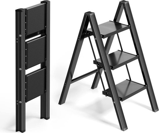 Telescopische ladder - Aluminium ladder met 3 treden - Inklapbare ...