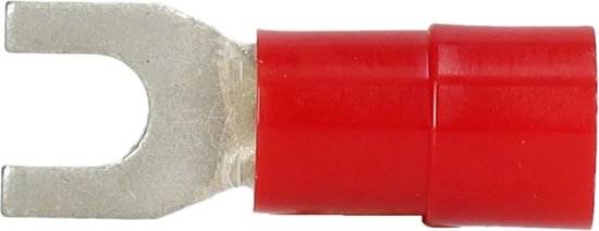 Cimco geïsoleerde vorkkabelschoen recht rood 10mm2 - gat M5 per 100 ...
