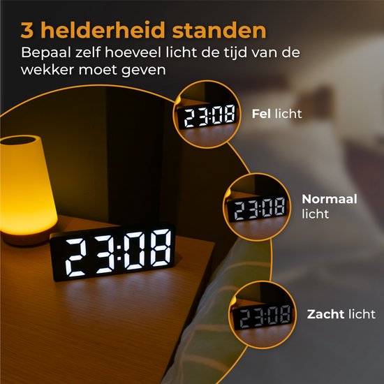 Nuvance Digitale Wekker - Met dubbel alarm & LED-display - Voor ...