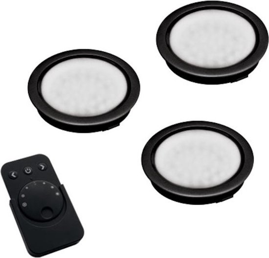 Moonlight Emotion Led set van 3 spots met dimmer inbouw 12V/15W zwart | bol