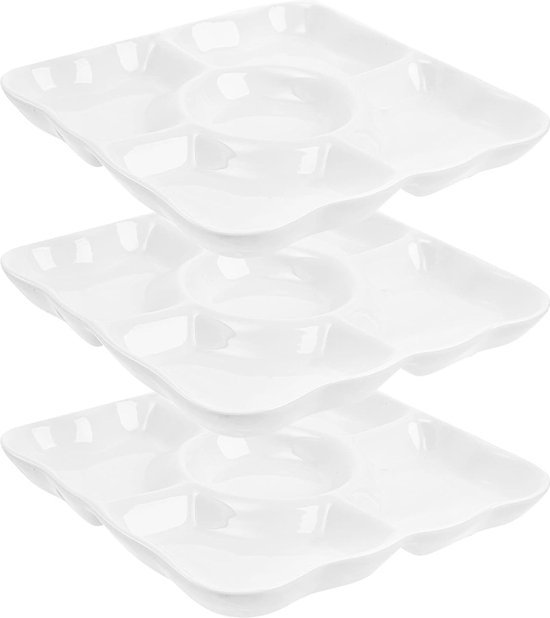 Porcelain Serving Tray with Dividers, White Appetizer Plate for Chips ...