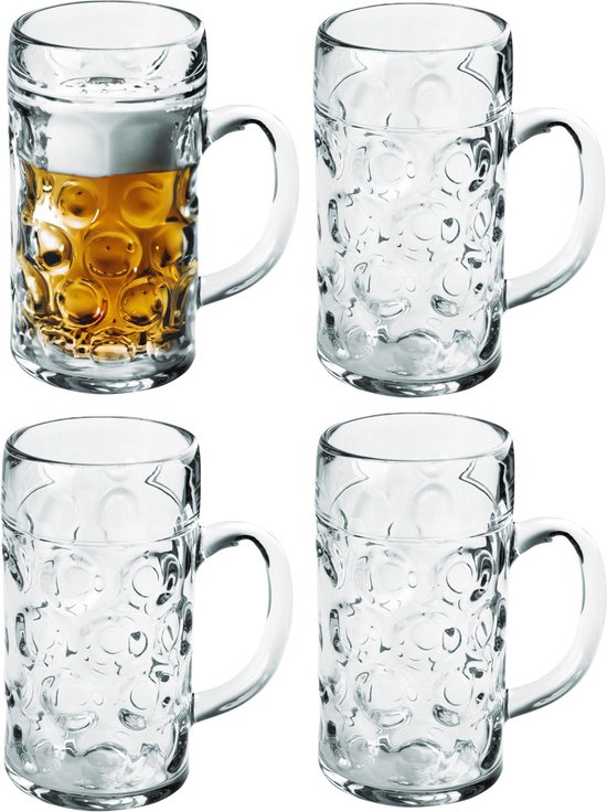 Bierpullen/bierglazen - 4x - 1.3 liter/130 cl/1300 ml - onbreekbaar kunststof -... | bol