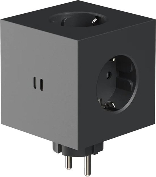 Avolt Square 2 stekkerblok met 2x USB-C 30W - Zwart | bol